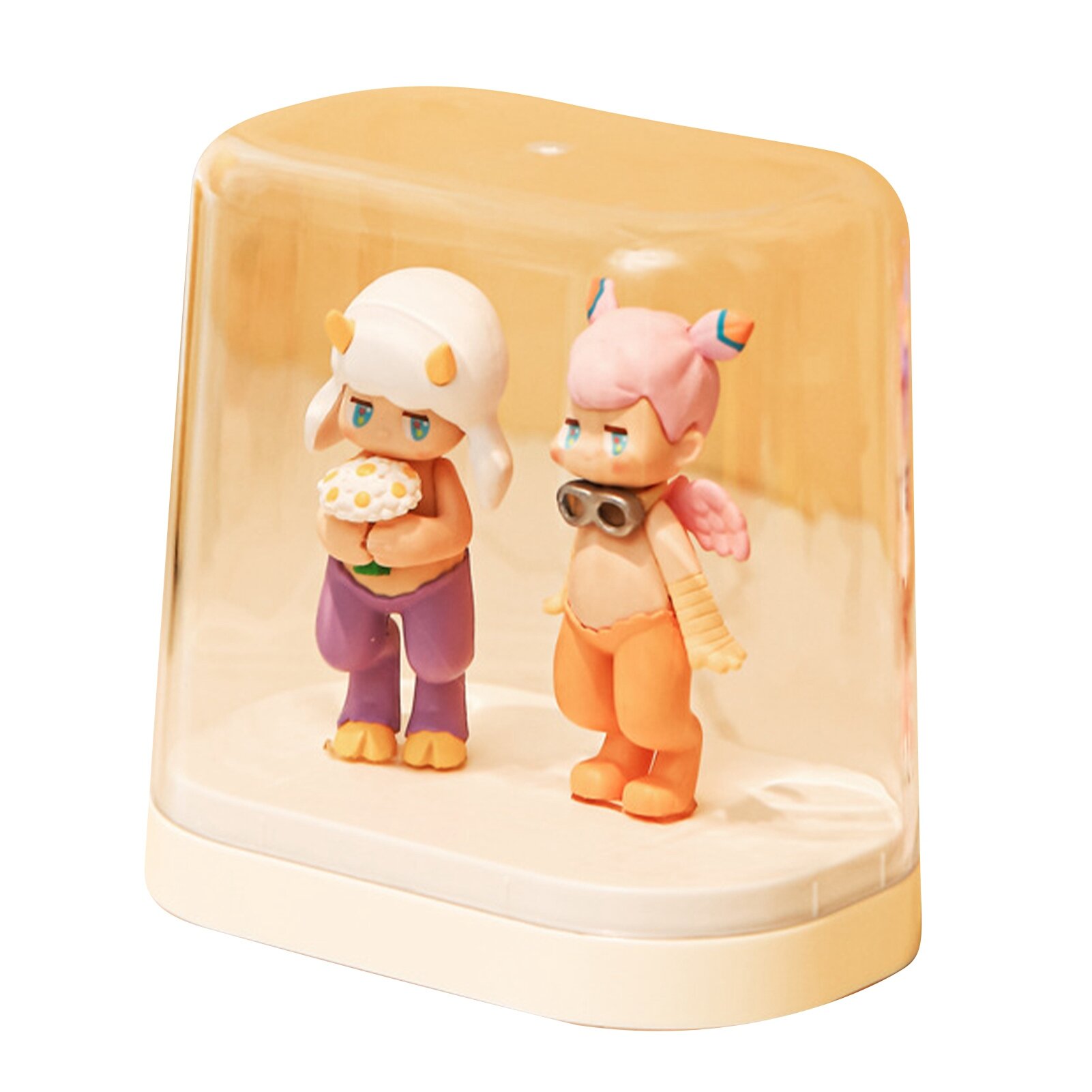 Figure Display Case Plastic Transparent Stackable Clear Collectibles Box for Mini Doll Toys Storage White
