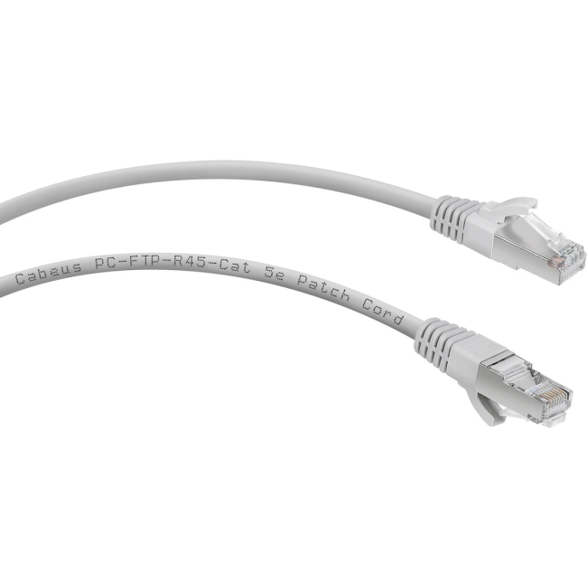 PC-FTP-RJ45-Cat.5e-0.3m Кабель патч-корд F/UTP 5e кат. 0,3м Cabeus экранированный, серый