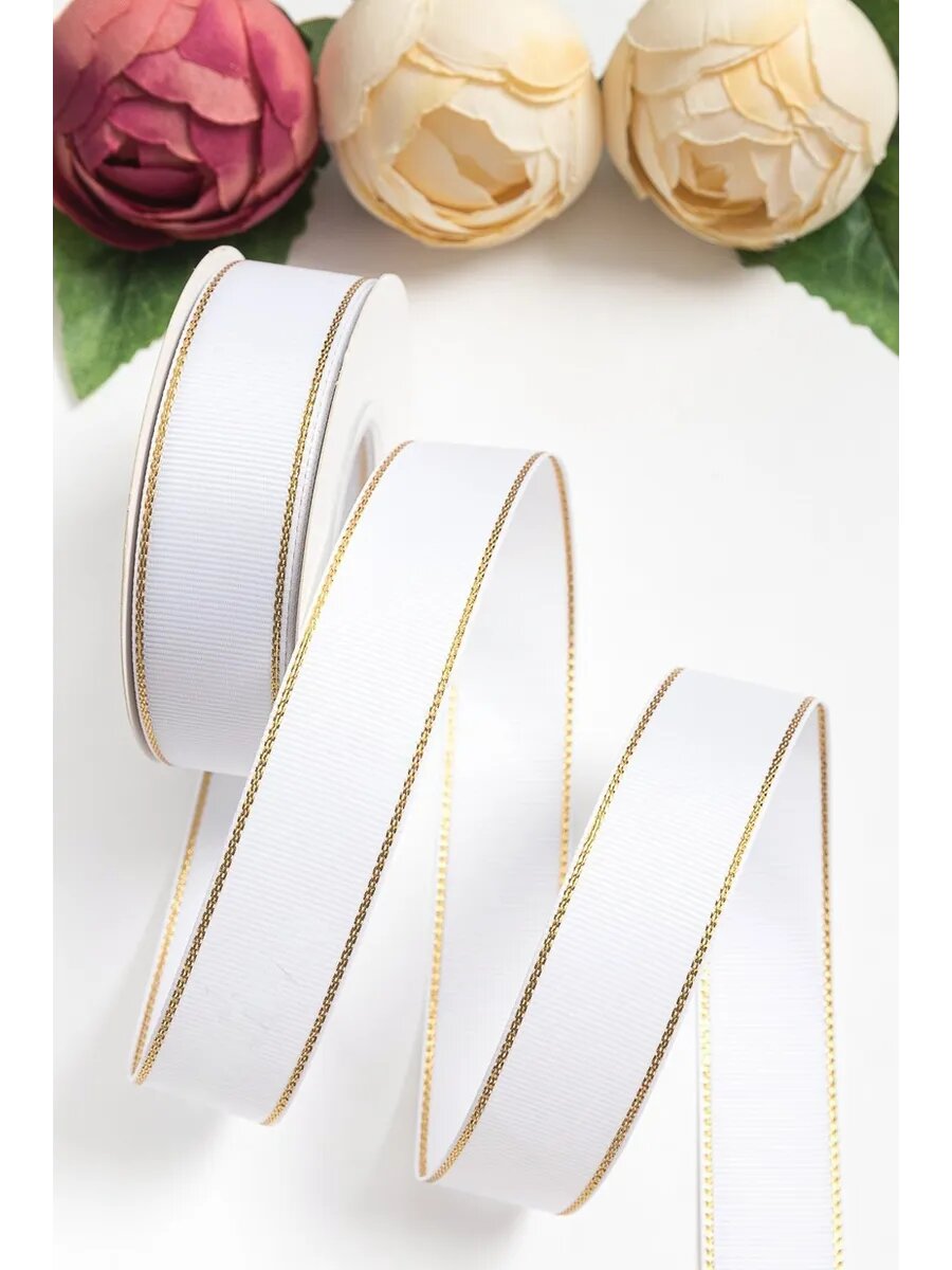 Лента репсовая с люрексом 2,5см (20 ярдов)