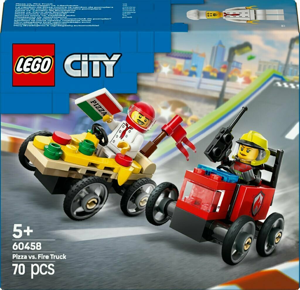 Конструктор LEGO City Грузовик для доставки пиццы против пожарной машины 60458