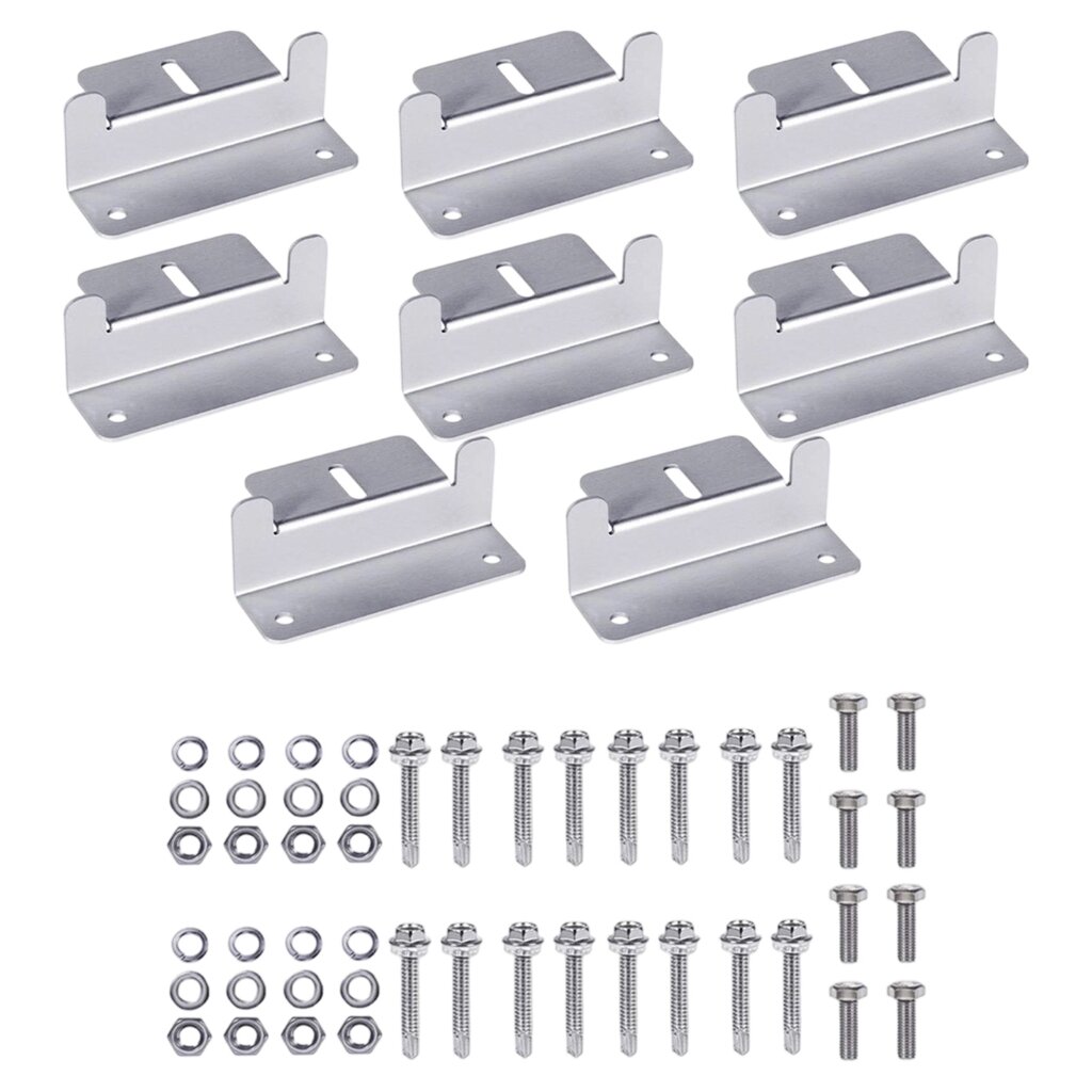8 алюминиевых держателей для панелей с крепежом из нержавеющей стали