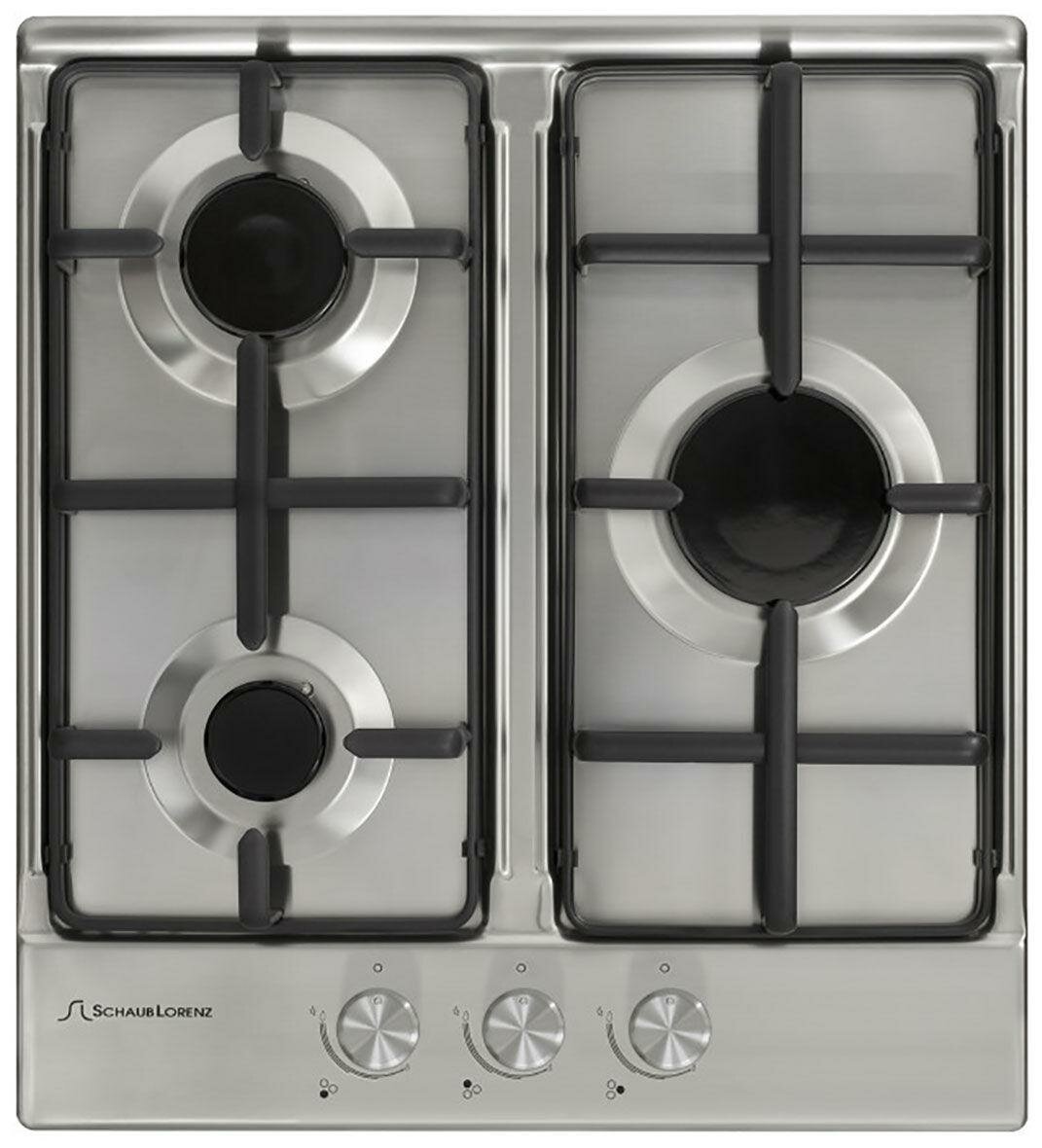 Варочная панель газовая Schaub Lorenz SLK GE4011 нержавеющая сталь, 3 конфорки, 46 см, газ-контроль