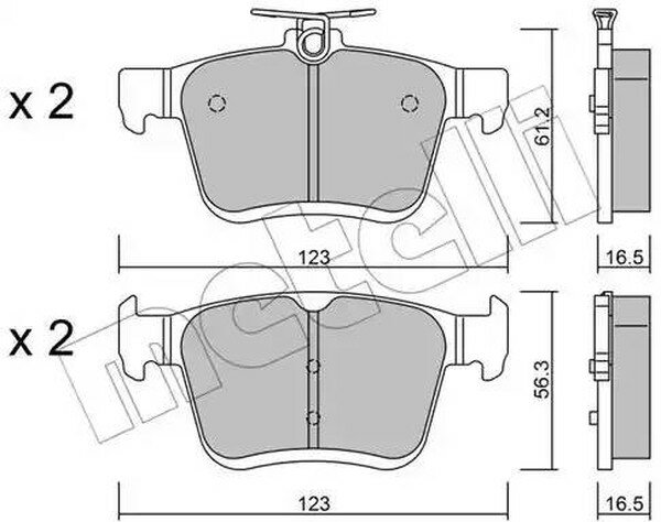 Колодки тормозные задние METELLI 22-0951-0 Audi, Audi Faw, Seat, Volkswagena3 85S, 85M: 35 Tfsi, A3 III 8V1, 8Vk: 1.0 Tfsi 1.2 Tfsi