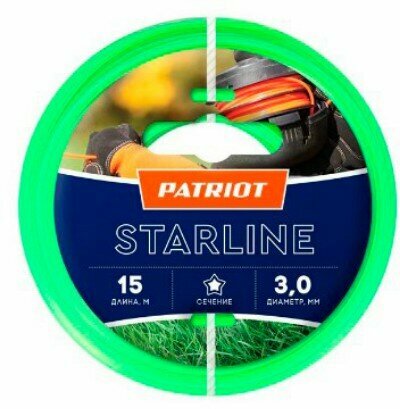 Леска для садовых триммеров PATRIOT Starline, диаметр 3.0 мм, длина 15 м (805201066)