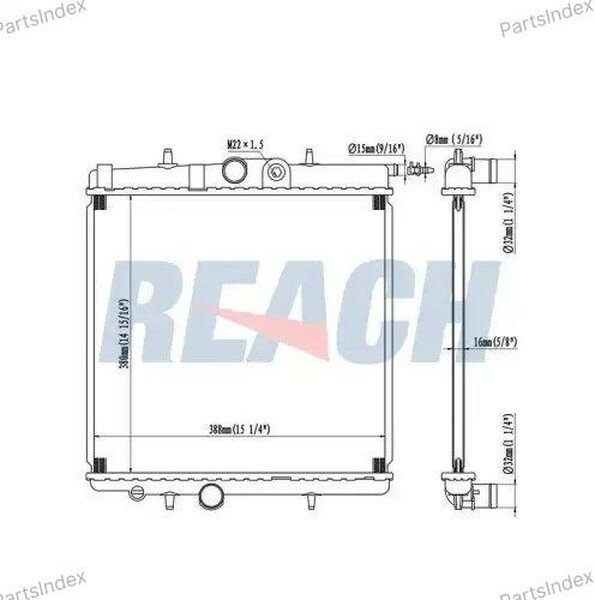 Радиатор REACH 1.40.14568.116 Peugeot 206 1.1 I 1998-