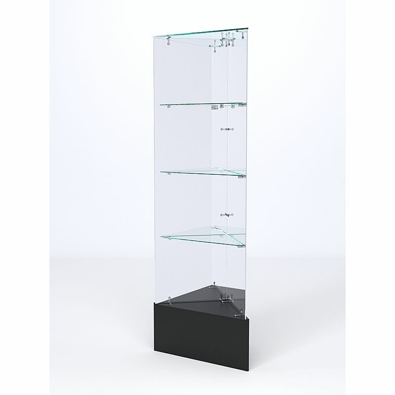 Витрина стеклянная "истра" угловая №111-У трехгранная (без дверок, бока - зеркало), Черный