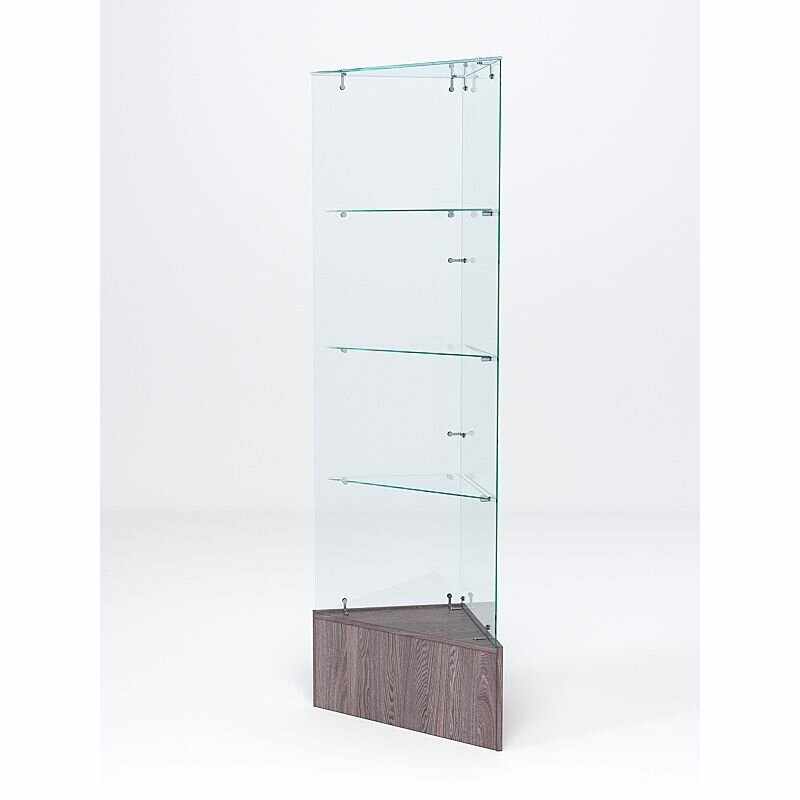 Витрина стеклянная "истра" угловая №109-У трехгранная (без дверок, бока - стекло), Ясень Анкор