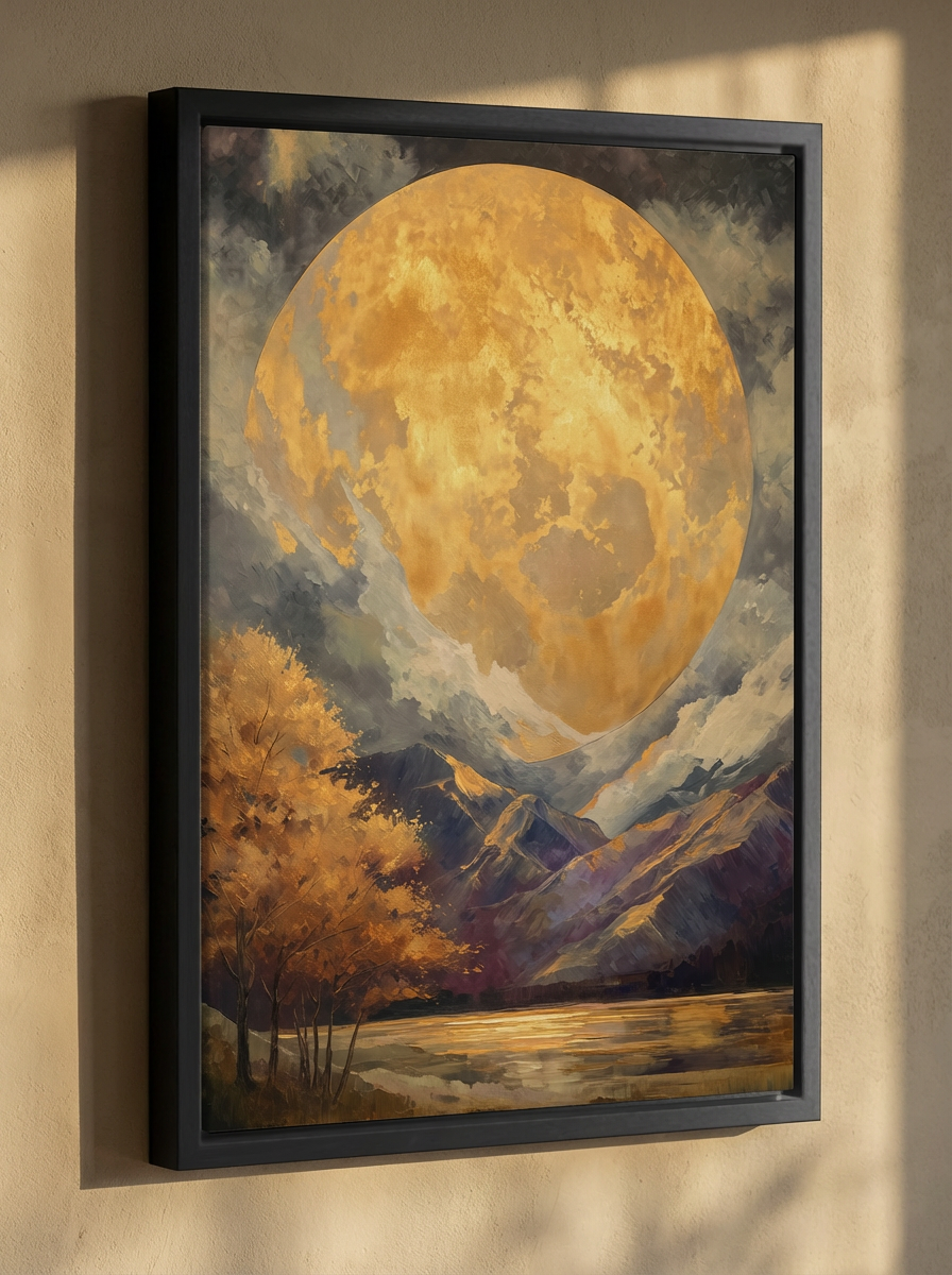 Картина в тёмной раме Postermarket "Солнце " на холсте, 50x70 см