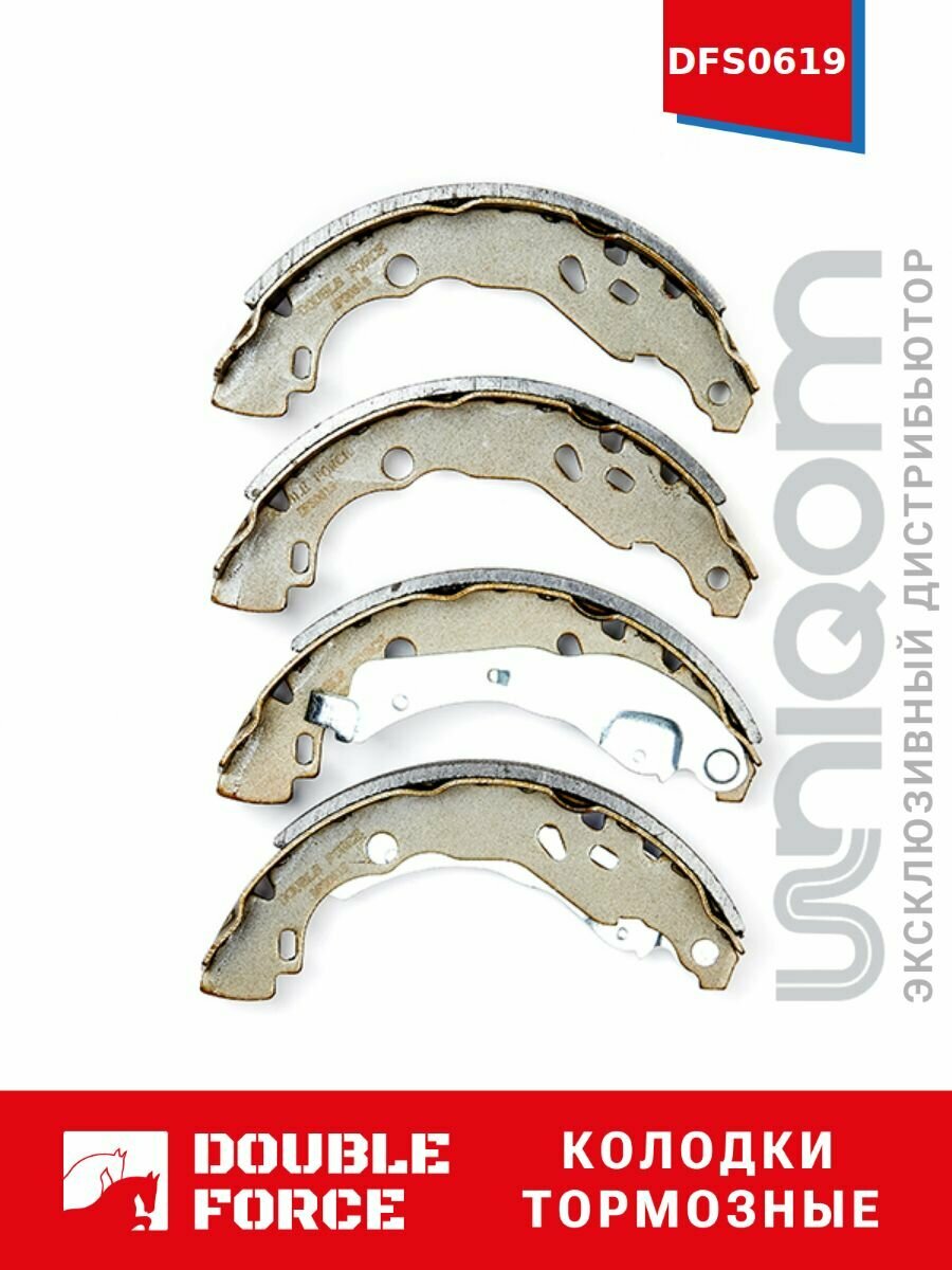 Колодки тормозные задние барабанные Лада XRAY 2015 - / NISSAN MICRA 2010-17, NOTE 2013-16 / PEUGEOT 301 2013 - / Renault LOGAN 2004 -, SANDERO 2012 -, SYMBOL 2000-12 Double Force DFS0619