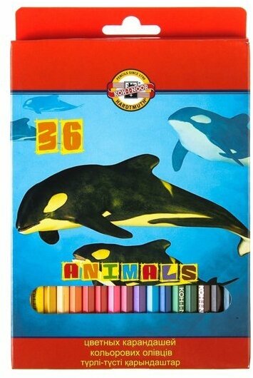 Карандаши цветные "Животные" набор для рисования 36 цветов