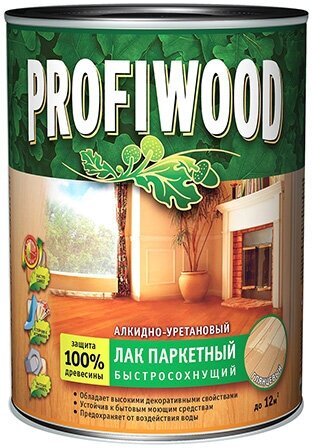 Лак алкидно-уретановый паркетный Profiwood бесцветный 2,6 л/2,4 кг глянцевый