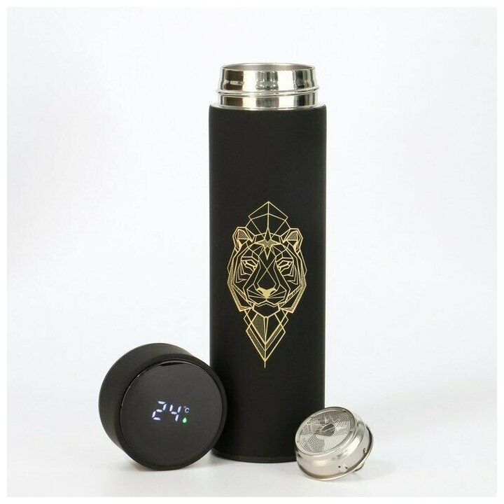 Термос с термометром 'Тигр', Soft Touch, 500 мл, сохраняет тепло 10 часов