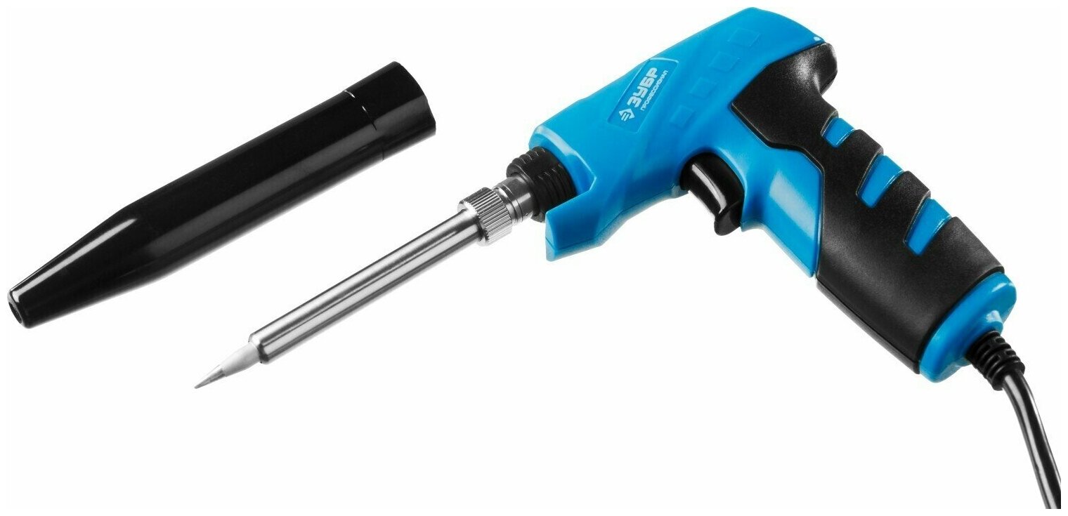 Паяльник ЗУБР "Профессионал" "турбо", 2 уровня мощности, пистолетная рукоятка, 30Вт и 130Вт, конус