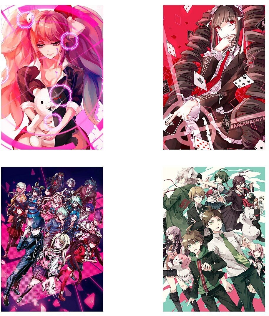 Плакат 4 шт. набор А4 аниме Данганронпа / Danganronpa / Джунко / Эношима / Селестия / Цеселтия / постер №18