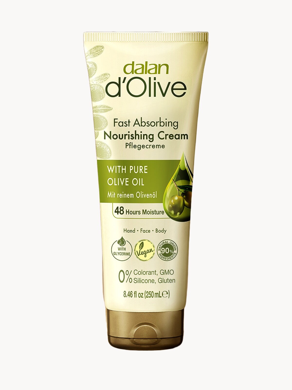 Натуральный турецкий крем для рук и тела Dalan D'Olive Питательный с маслом оливы 250мл