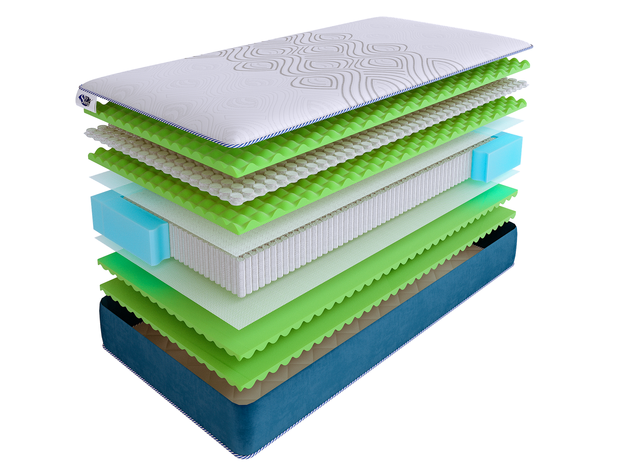 Ортопедический матрас с эксклюзивным высоким уровнем комфорта SkySleep SUPREME NANO Super Ergo S2000 на кровать 140x210