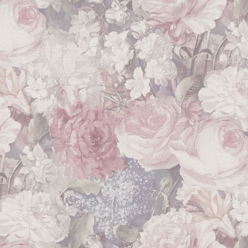 Обои A37601 Elena Grandeco Fiori виниловые, флизелиновые 1.06 мх10м бело\розовые