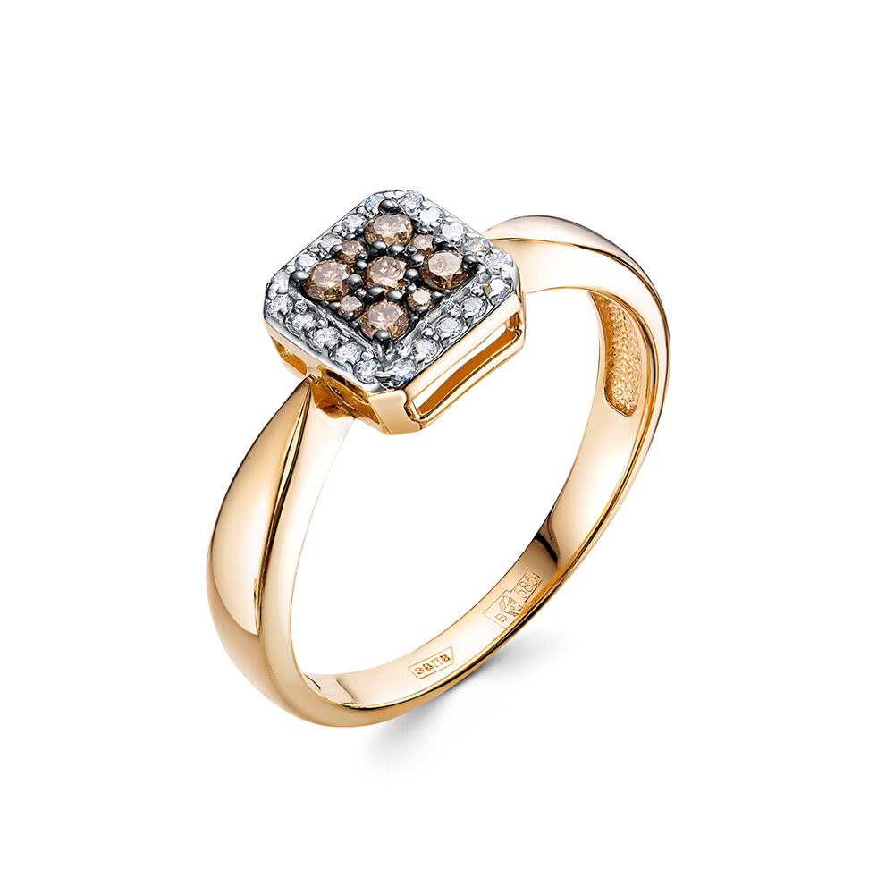 Кольцо, красное золото, 585 проба, родирование, бриллиант