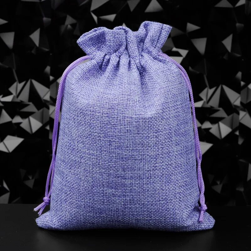 Фиолетовый подарочный мешочек из джута 10x14 см