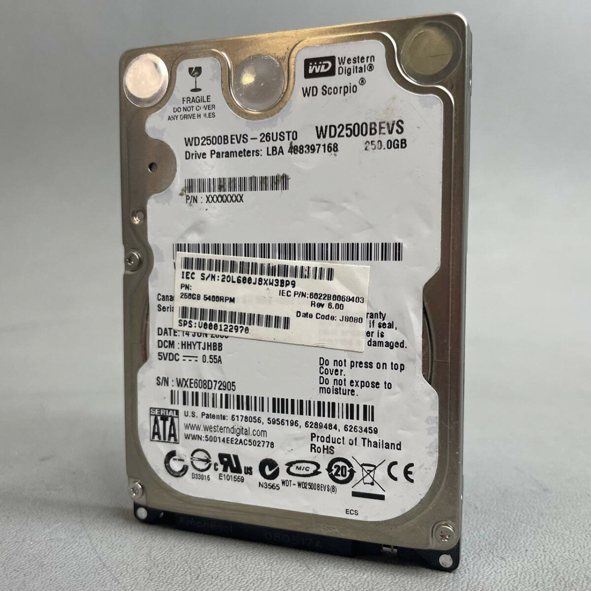 Жесткий диск Western Digital WD2500BEVS 250Gb 5400 SATA 2,5" HDD