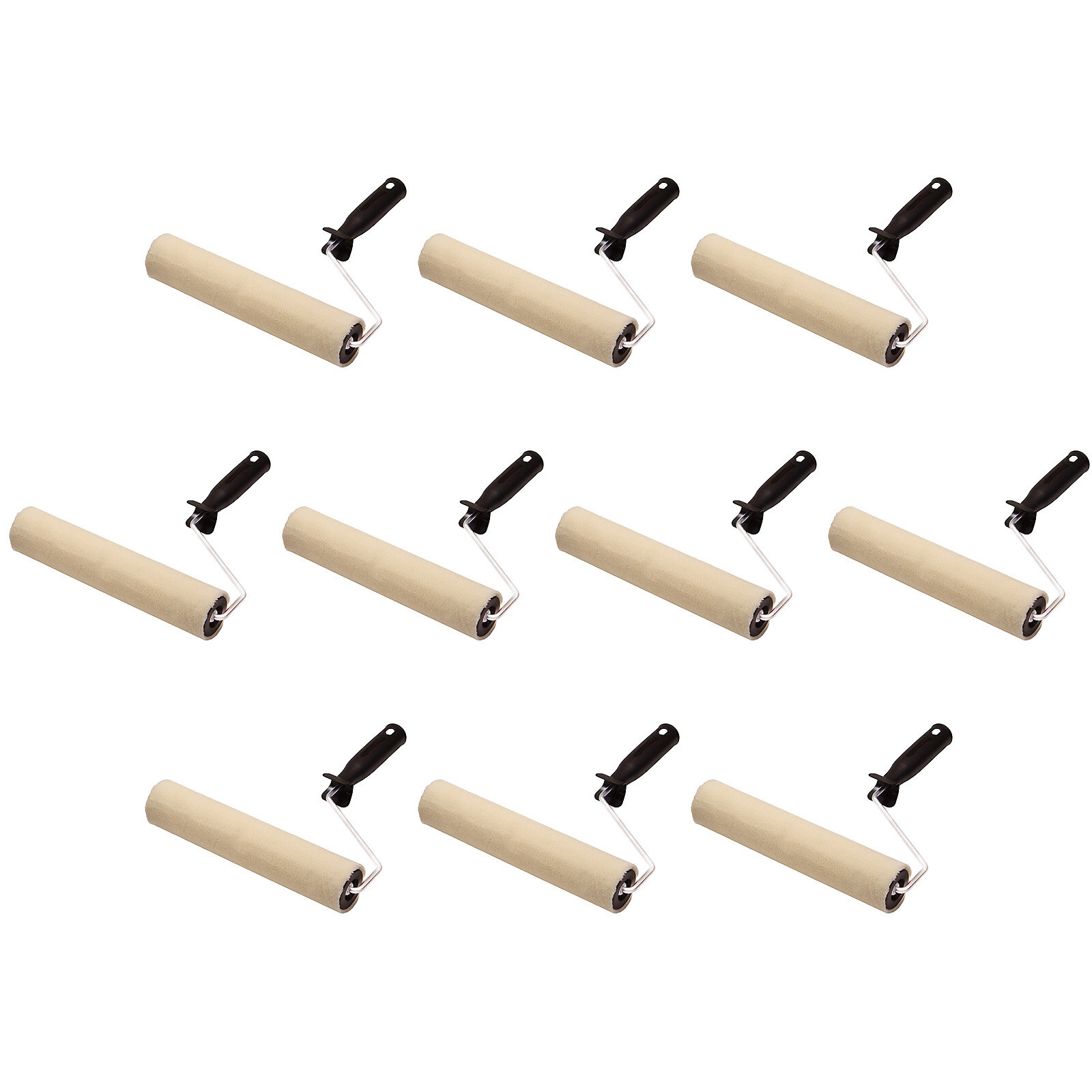 Валик малярный велюр 250 мм стержень 6 мм d42 мм ворс 5 мм для алкидной основы с ручкой (10 шт.)