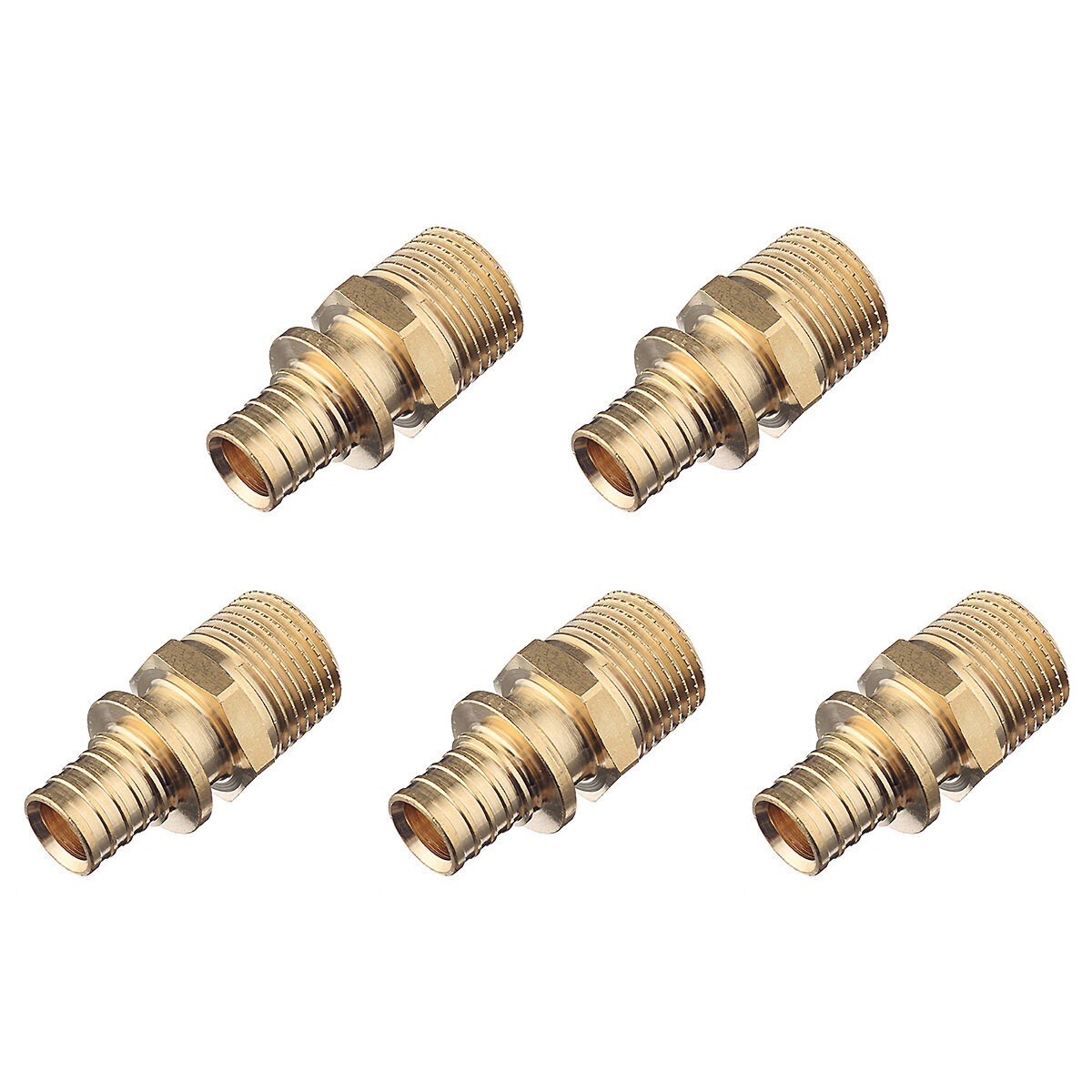 Соединитель прямой 16 мм х 1/2 НР(ш) латунный (5 шт.)