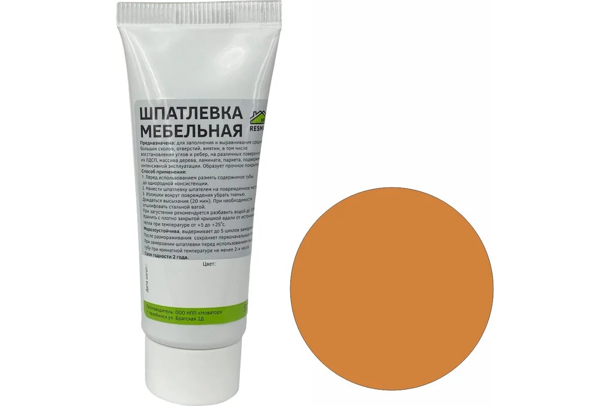 Resmat мебельная шпатлевка цвет ольха светлая 55 г блистер арт. 2418 для ремонта мебели