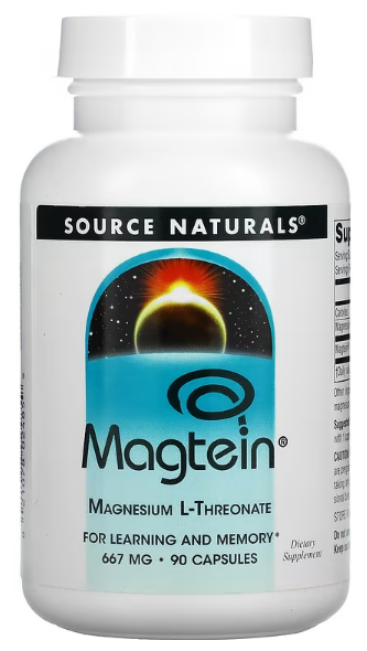L-треонат магния, Magtein, 667 мг, 90 капсул Source Naturals
