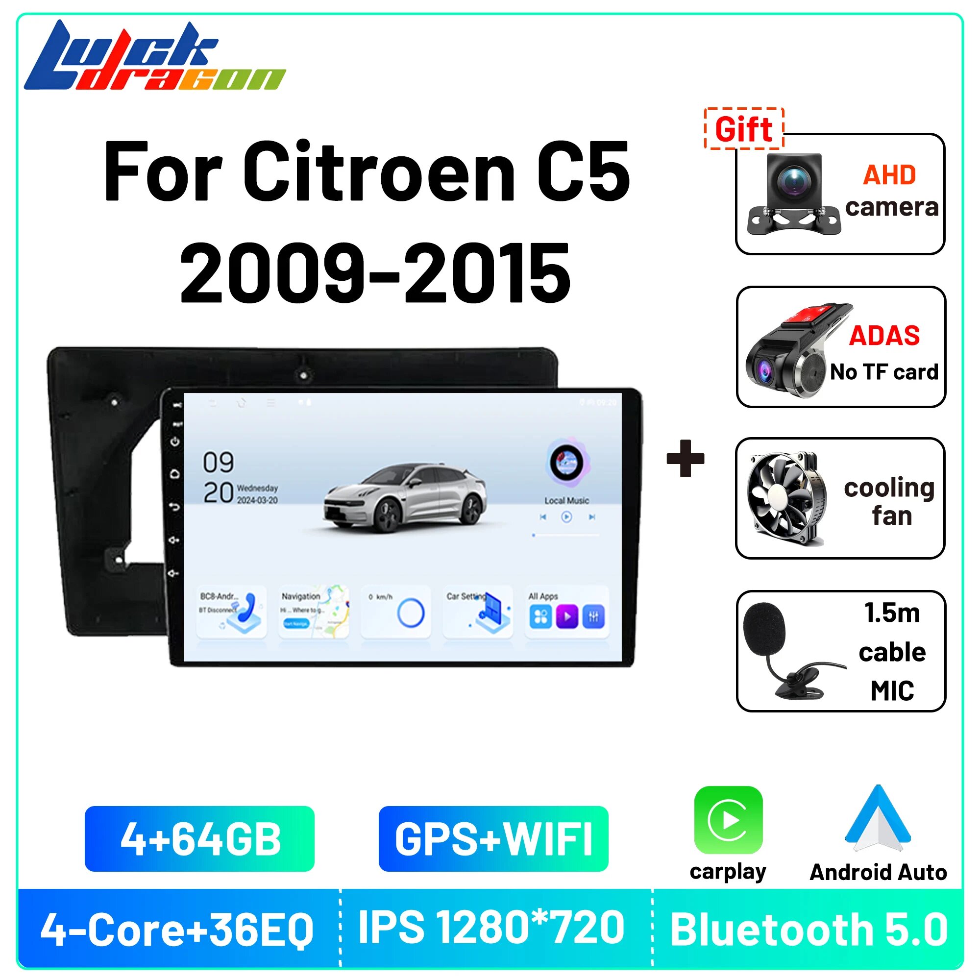 Автомагнитола для Citroen C5 2009-2015, мультимедийный автомобильный мультимедийный плеер на Android, автомобильный стереоприемник с Bluetooth, сабвуфер, видео автомобиль 4 64GB DVR