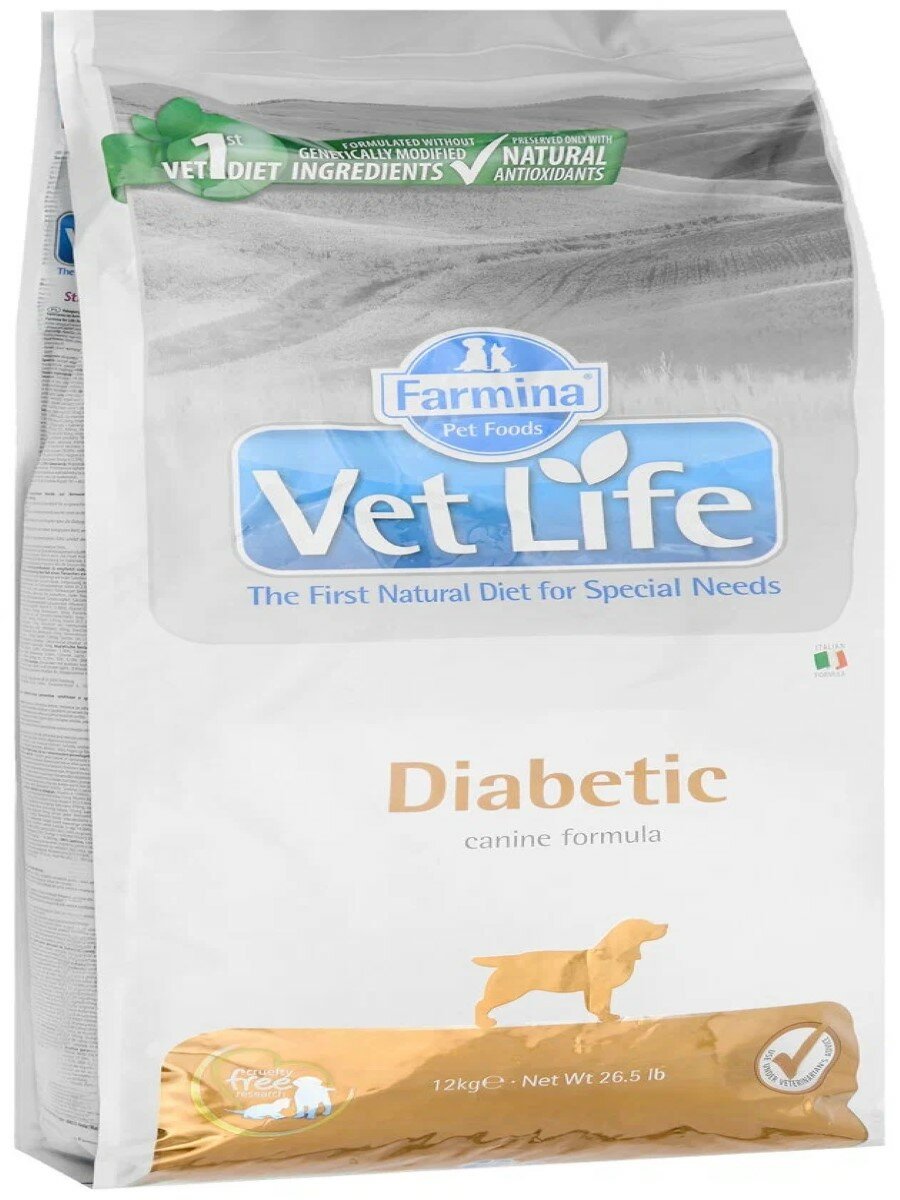 Farmina Корм сухой Vet Life Dog Diabetic для взрослых собак при диабете 12 кг