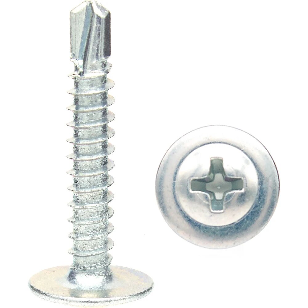 Саморез с прессшайбой BOWT сверло, 4,2x25, 100 шт. P02363, из стали, оцинкованная сталь, полусферная головка