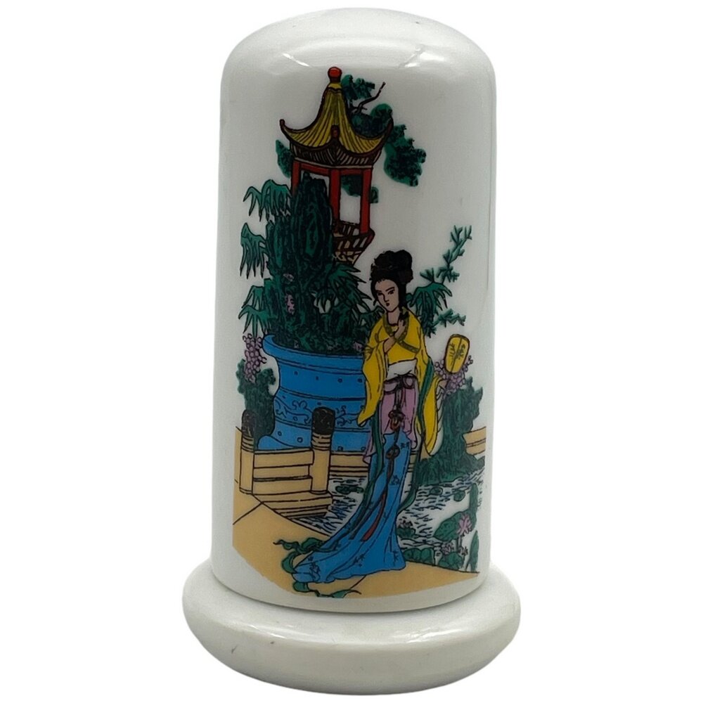 Подставка (органайзер) для зубочисток "Гейша" с крышкой, фарфор, 2000-2010 гг, Китай