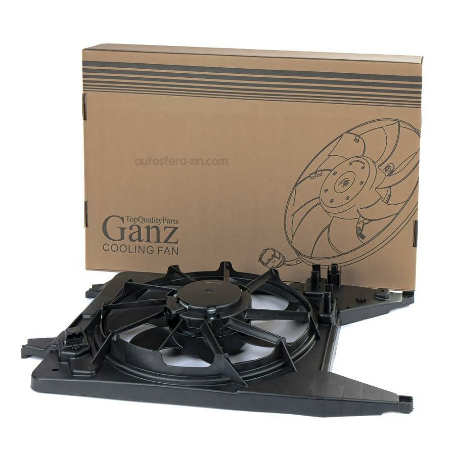 GANZ GIC06248 Вентилятор охлаждения в сборе (с резистором, A/C+) RENAULT Logan (с 2008г)/LADA Largus с конд. GANZ