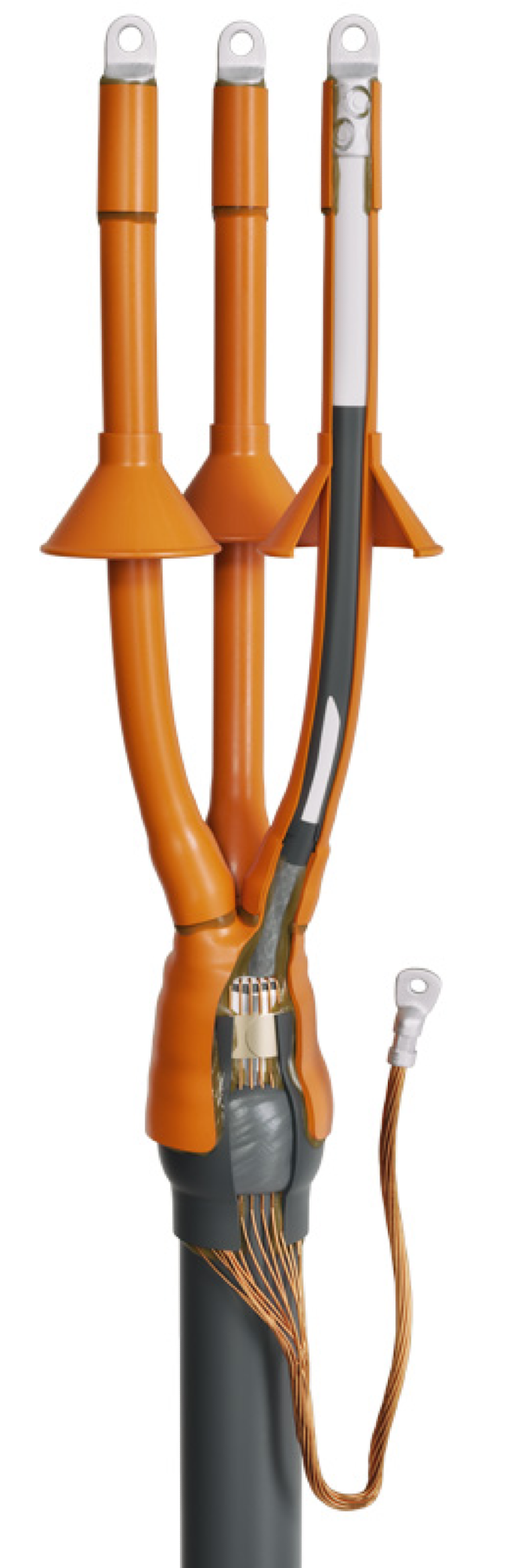 Муфта кабельная концевая КВТ 3ПКНТп-10 с болтовыми наконечниками, изоляция сшитый полиэтилен, черная, 710мм, 35/50мм2, 3 жилы / электрика