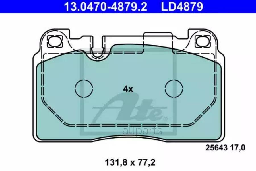 ATE 13.0470-4879.2 Колодки тормозные дисковые перед CERAMIC AUDI A6 (4G2, 4GC, C7) 10-, AUDI A6 Avant (4G5, 4GD, C7) 11-, AUDI A7 Sportback (4GA, 4GF) 10-