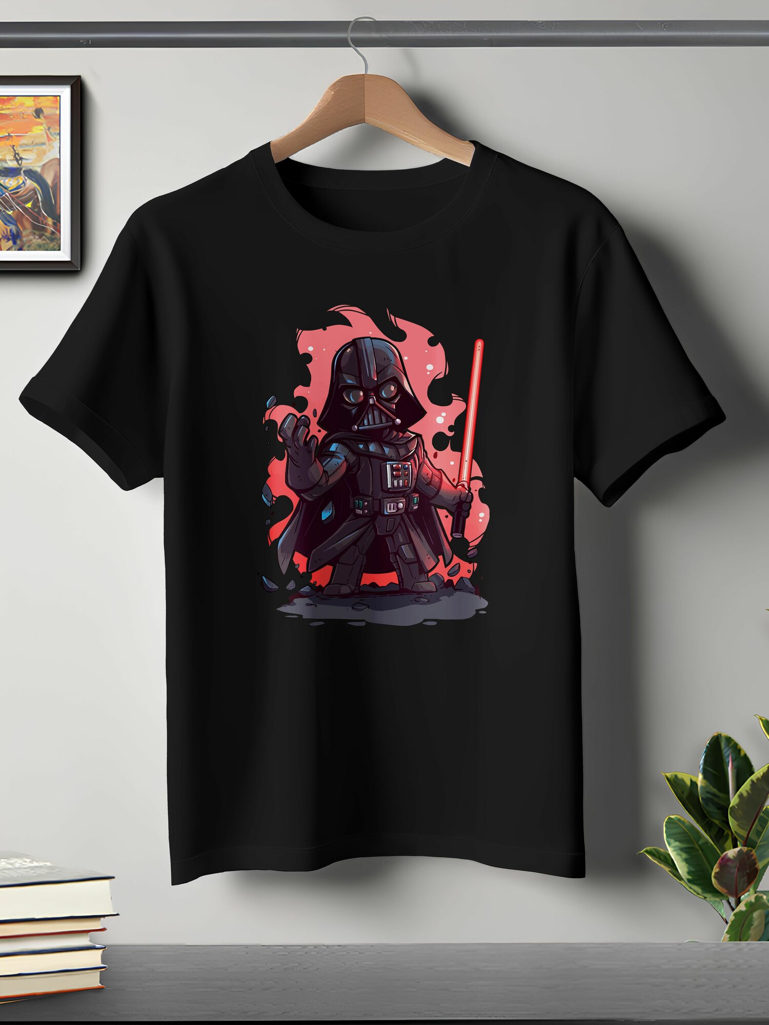 Футболка ONEQ унисекс 46-48 (M) размер с принтом Дарт Вейдер, черная