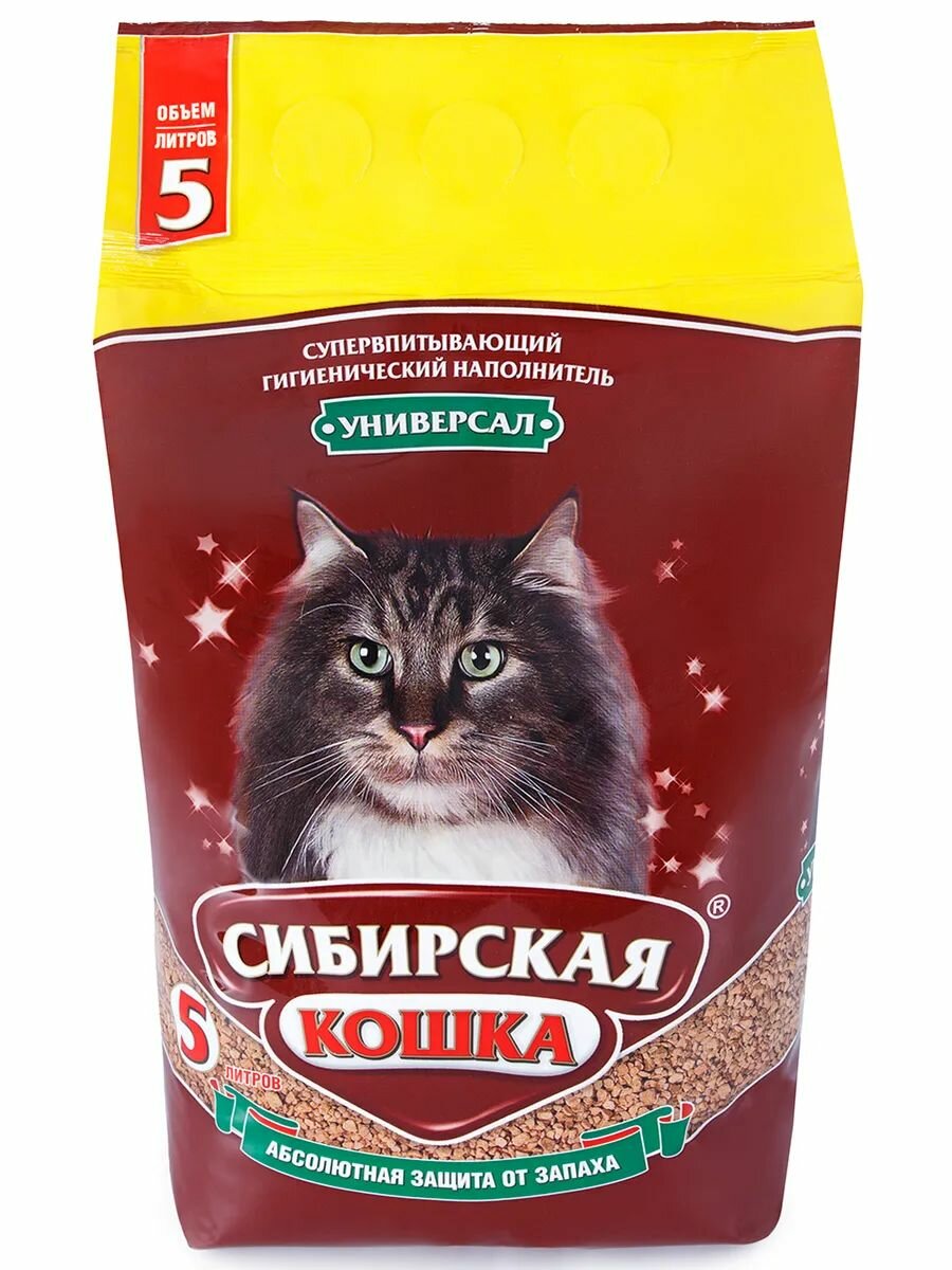 Наполнитель сибирская кошка Универсал, впитывающий, 5 л