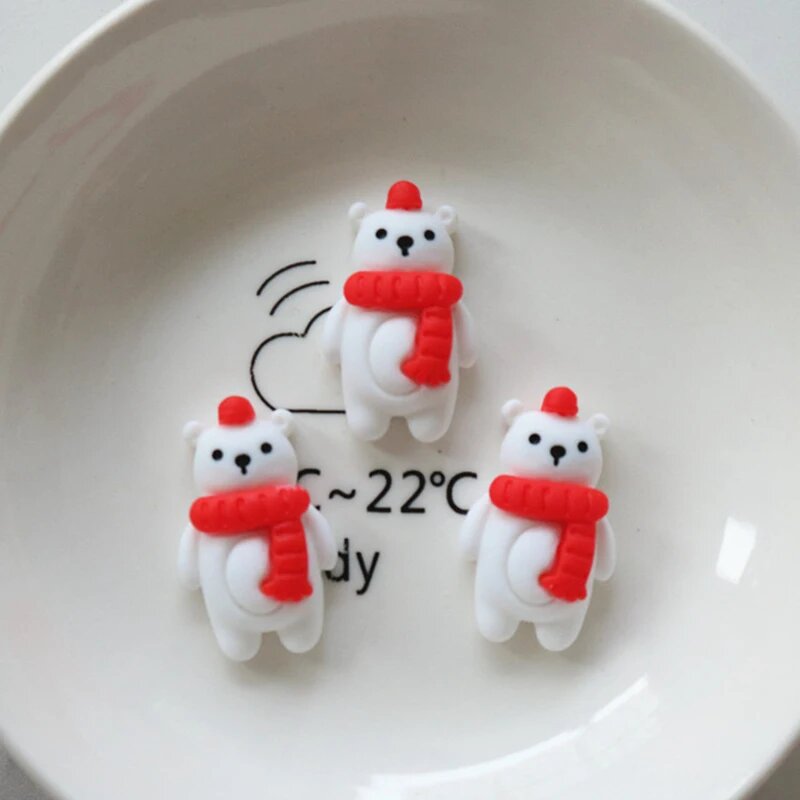 Набор из 10 мини кавайных рождественских кабошонов MATE BIRDS Белый, H