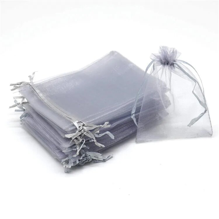 50 шт. серых organza сумок 7x9 см