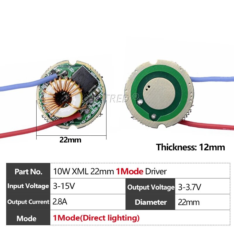 10W 22mm 1Mode драйвер LED 12В