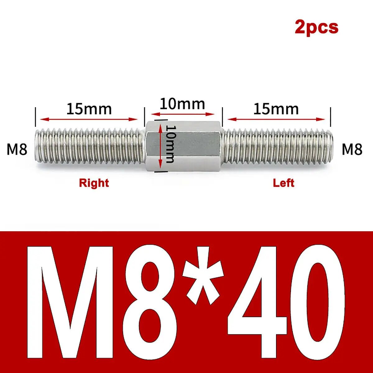 Болты-стержни М4-М12 нержавеющая сталь 304 M8x40mm-2pcs