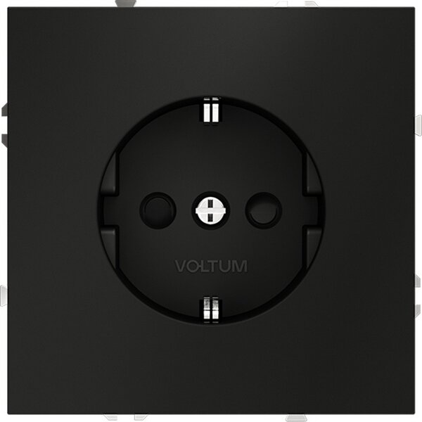 Розетка с заземлением и шторками (черный матовый) Voltum S70 VLS040208