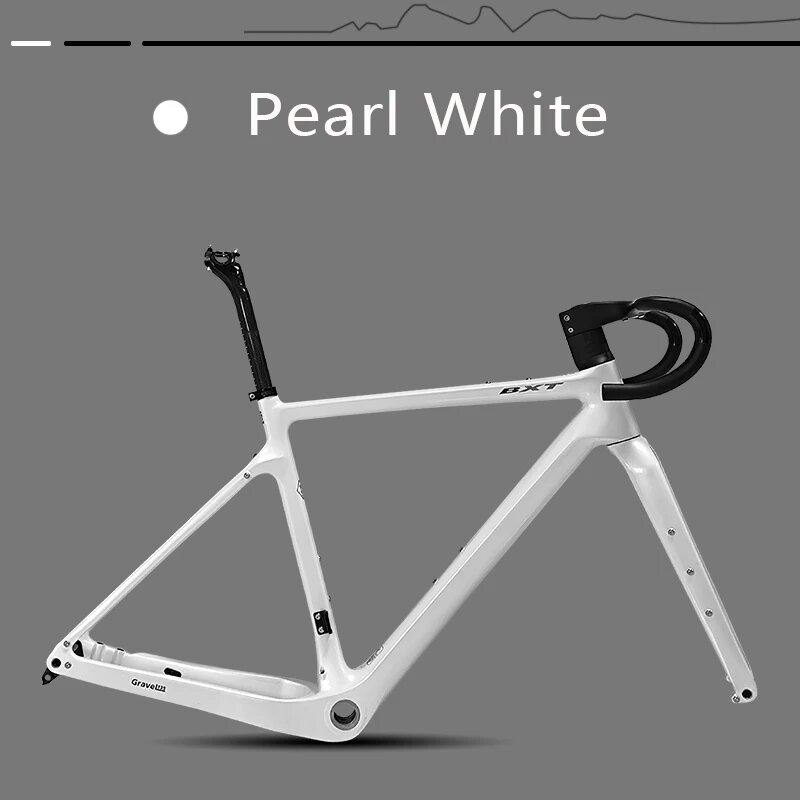 Рама велосипеда BXT гравийная карбоновая 700C Белый, 54cm Gloss, BXT Pearl White
