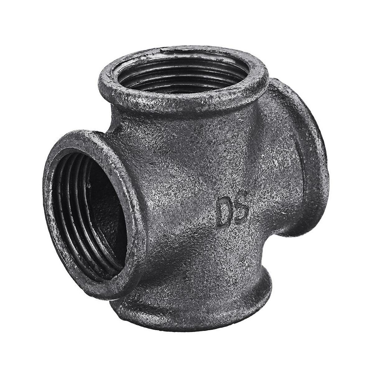 1-дюймовый крестообразный 4-ходовой фитинг для труб из ковкого чугуна, черный, с внутренней резьбой