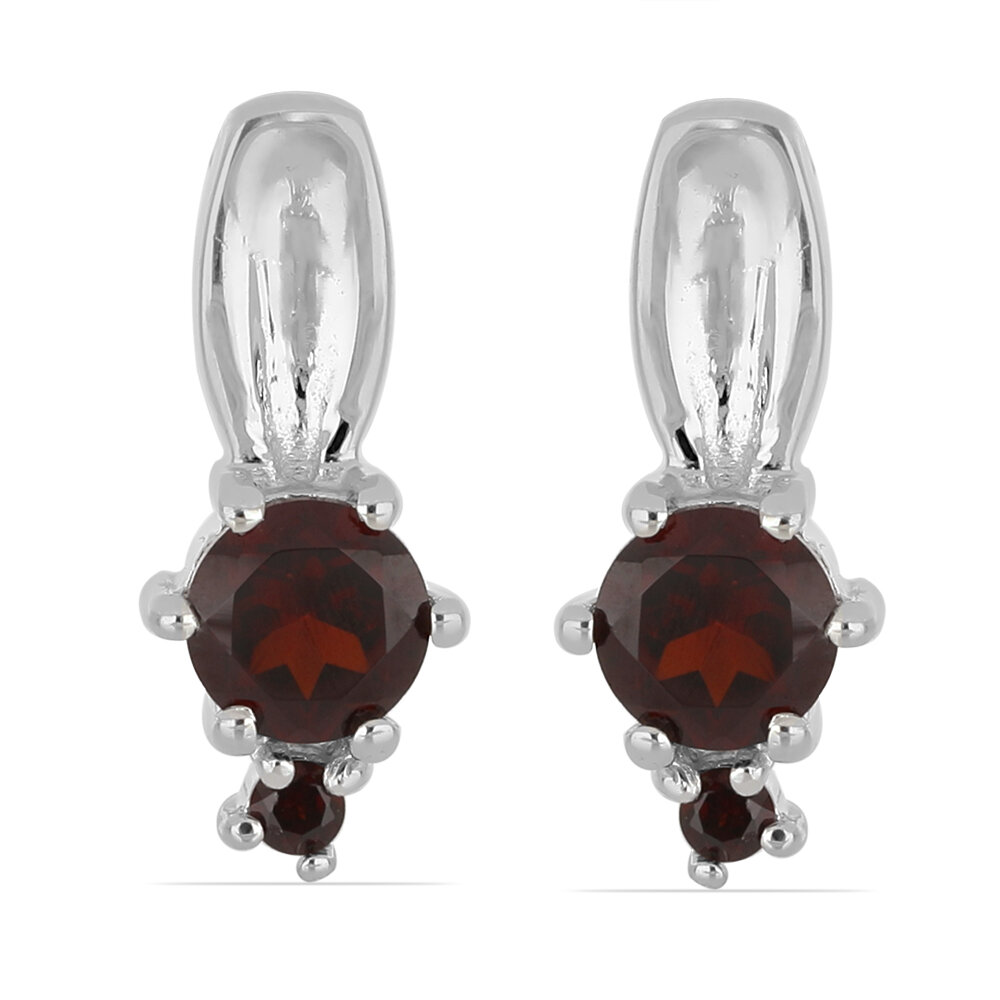 Серьги, серебро, 925 проба, родирование, гранат