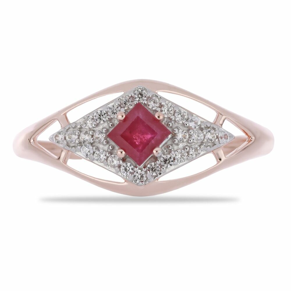 Кольцо, серебро, 925 проба, циркон, рубин