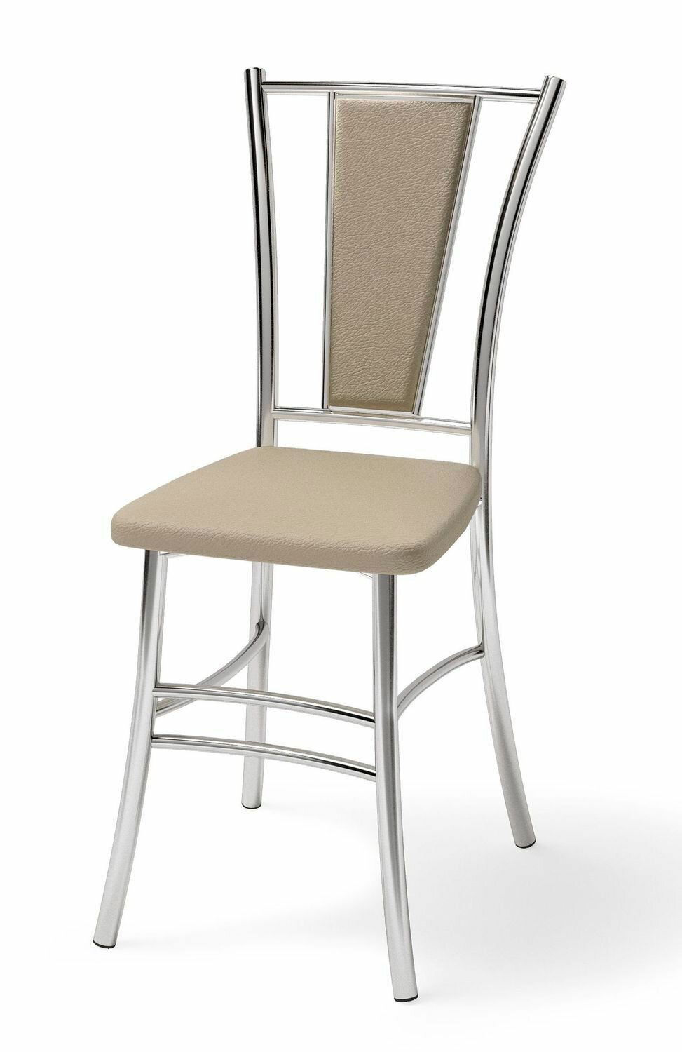 Стул для кухни, обеденный Марсель, хром/ваниль, металл/искусственная кожа