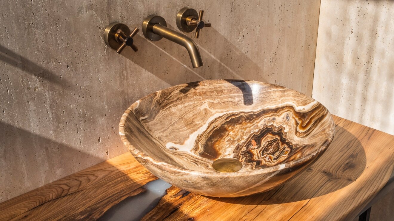 Круглая мойка из коричневого камня оникса Sfera 001864111