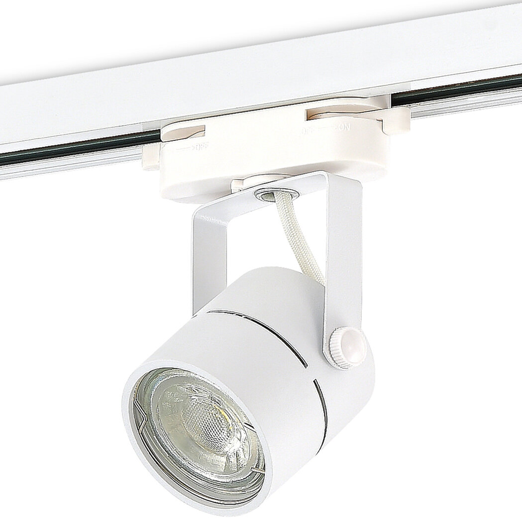 Светильник для однофазного шинопровода под LED-лампу с цоколем GU10, D60хH80мм, поворотный, IP20, без лампы, цвет - белый