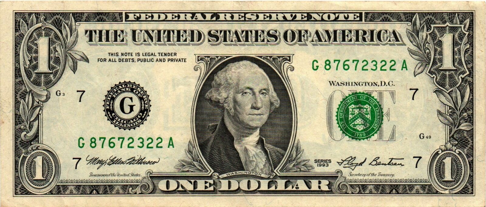 Доллар 1993 год США 87672322 Н